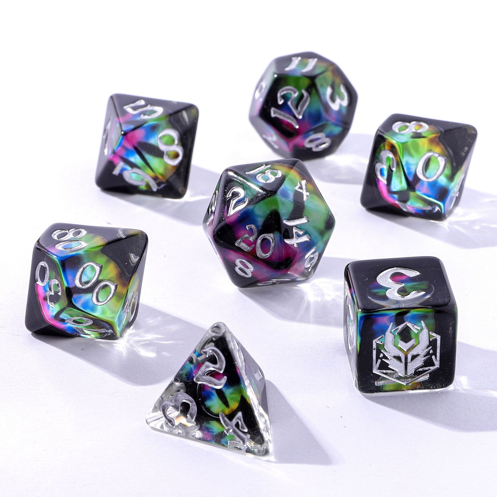 Wyrmforged Rollers Rounded Edge Resin Dragon's Eye Dice Set-Chromatic ...