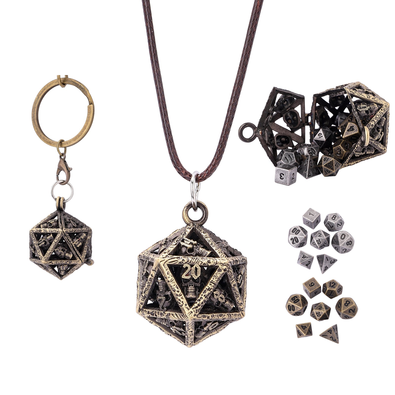 Grimskull's D20 Locket Gift Set-Ancient Gold – HYMGHO Dice