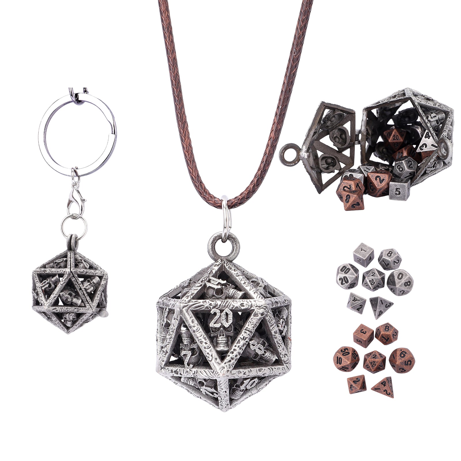Grimskull's D20 Locket Gift Set-Ancient Silver – HYMGHO Dice