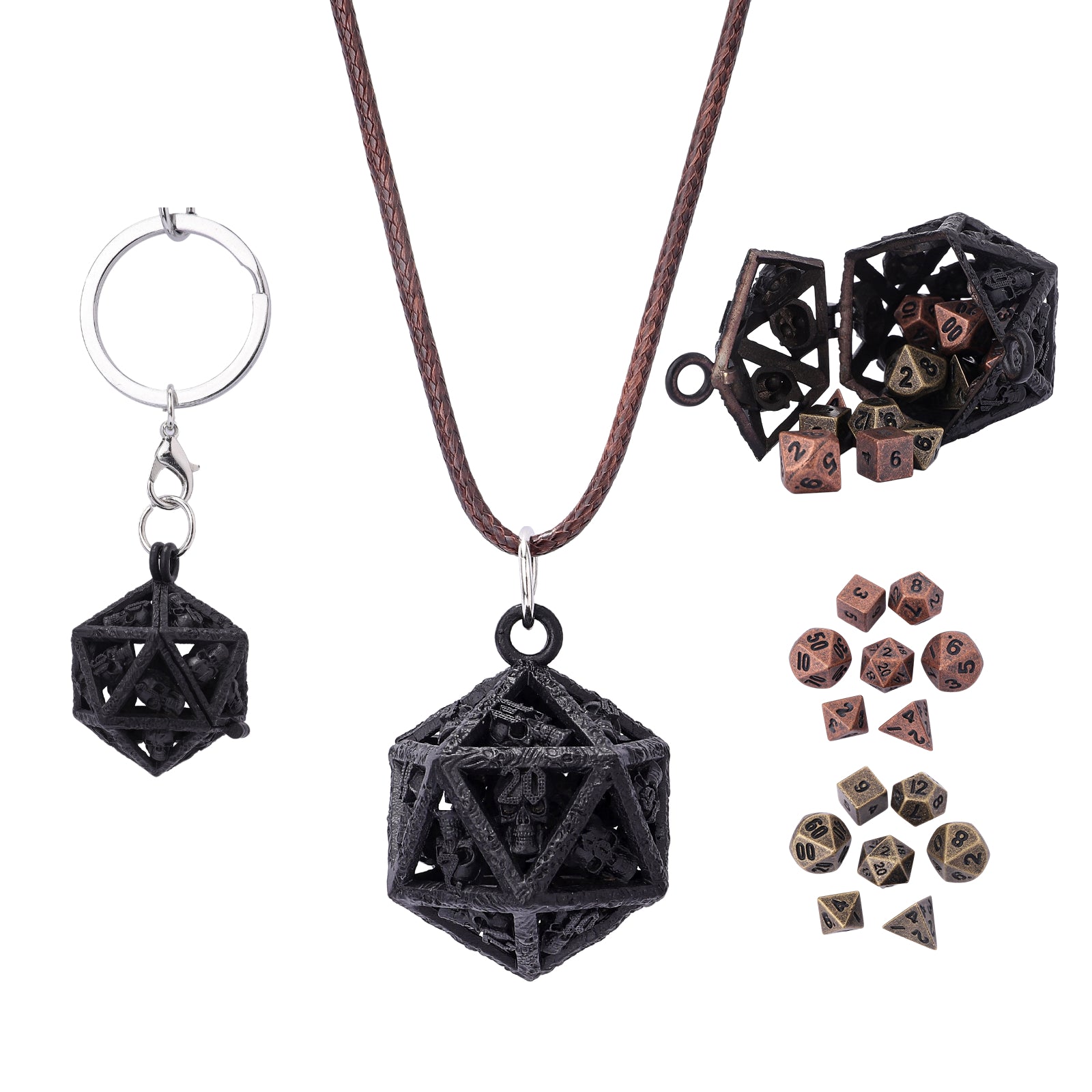 Grimskull's D20 Locket Gift Set-Matt Black – HYMGHO Dice