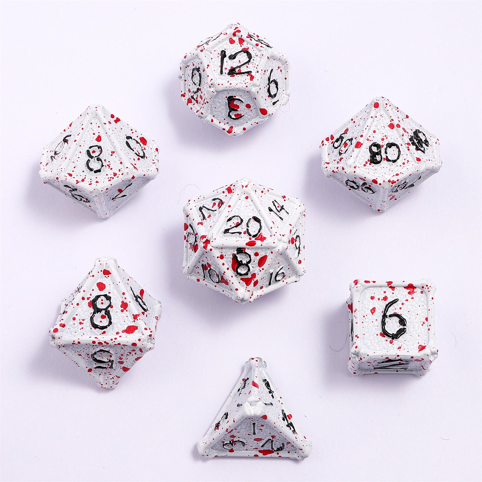 Bone Collector Solid Metal Dice Set - White w/Blood Splatters – HYMGHO Dice