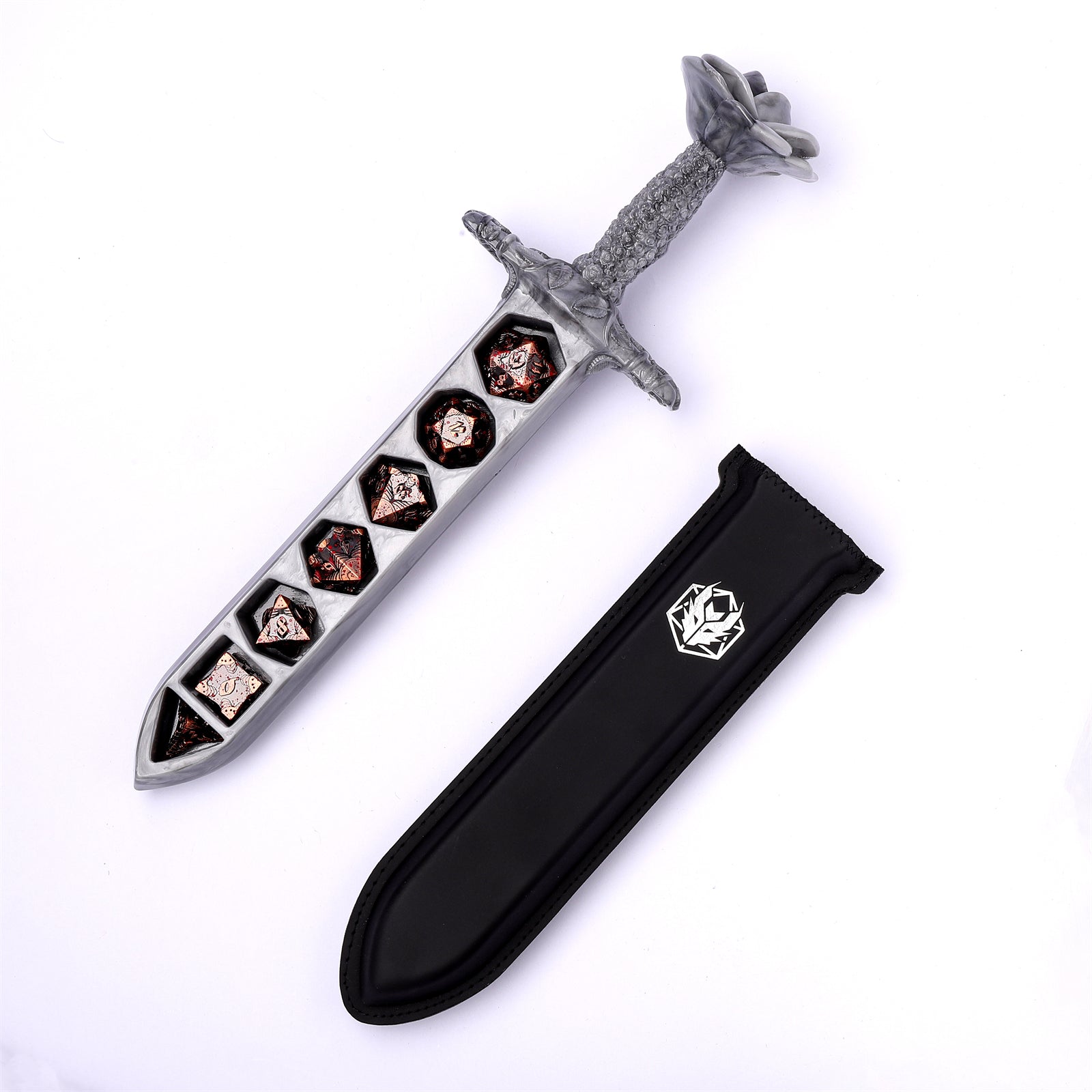 Rose Dagger Dice Case with sheath cover - Silver – HYMGHO Dice