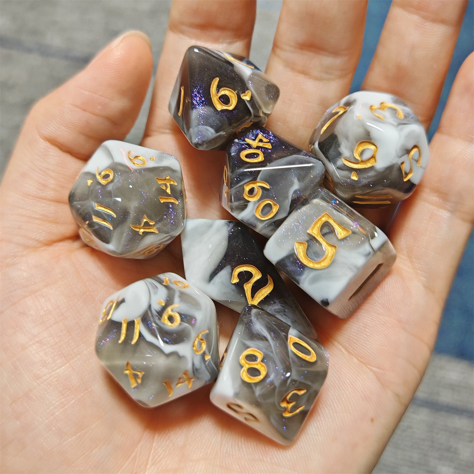 8 PCS Polyhedral RPG Dice set - Wraith Shadow – HYMGHO Dice